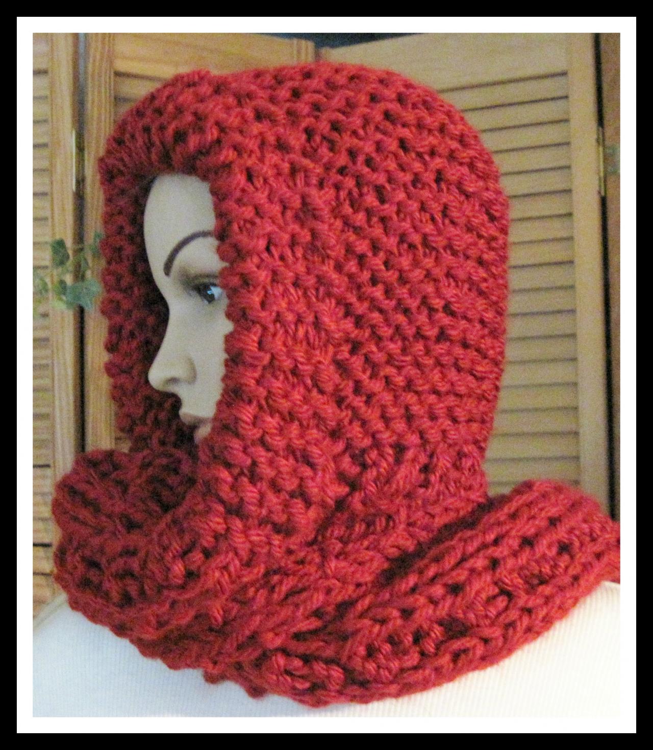 Little Red Riding Hood Hooded Scarf In Bulky Yarn Knitting Pattern ...